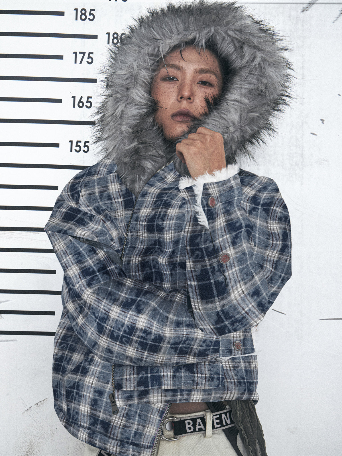 HAS2SONS Thick Blue Grid Lamb Wool Jacket Winter