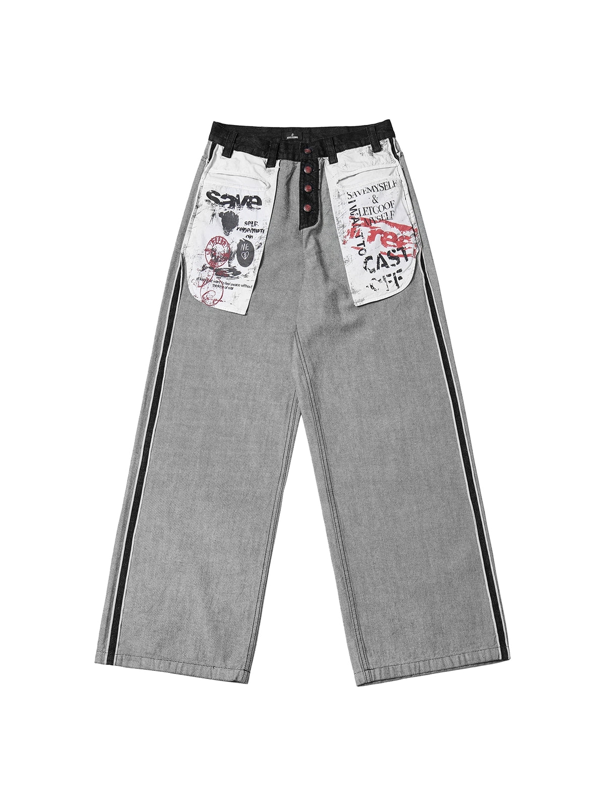 HAS2SONS original cow reverse wearing large pocket straight leg jeans